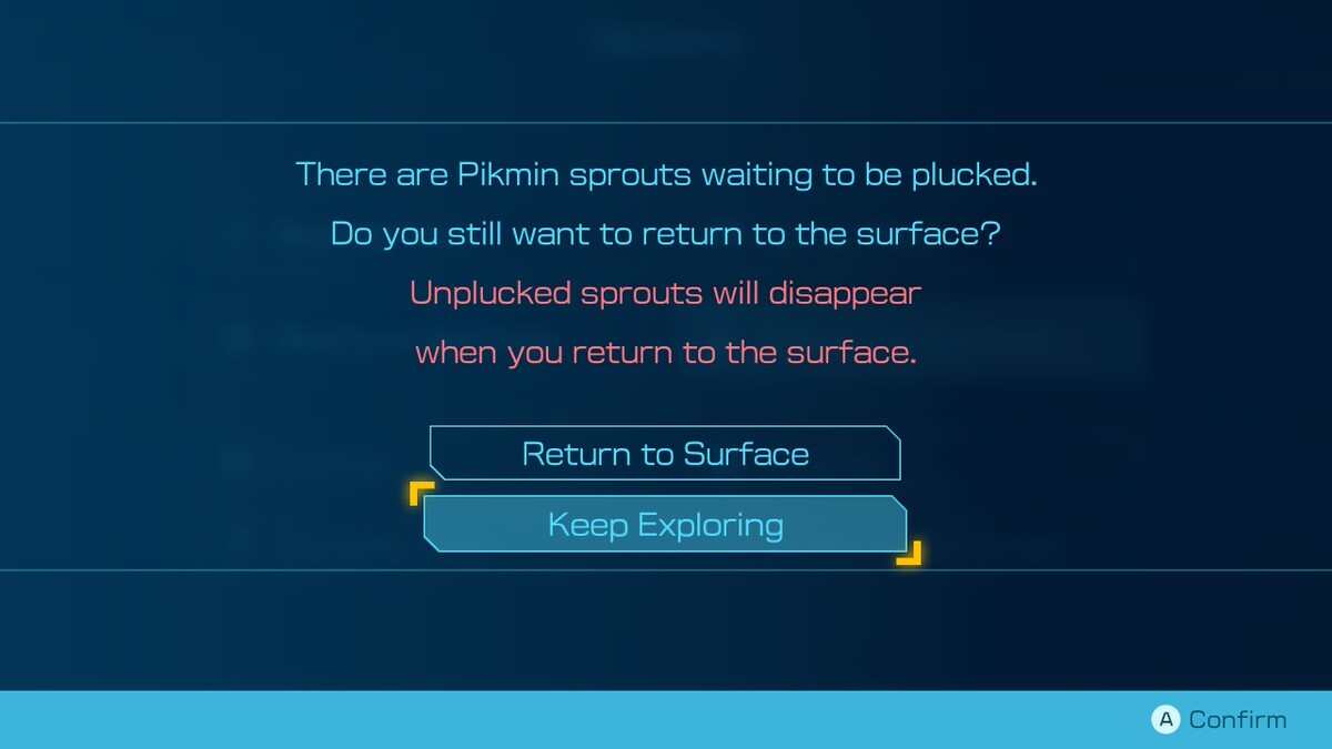 File:Pikmin 4 Return to Surface warning menu.jpg - Pikipedia, the ...